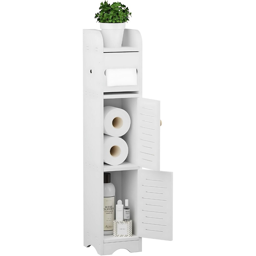 Dulap ingust baie JOZY®, design practic, 4 nivele, PVC calitate ...