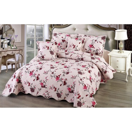 Set Cuvertura Matlasata CHIRASO, din Bumbac Finet, pentru pat dublu, 5 piese, Cuvertura 230 x ...