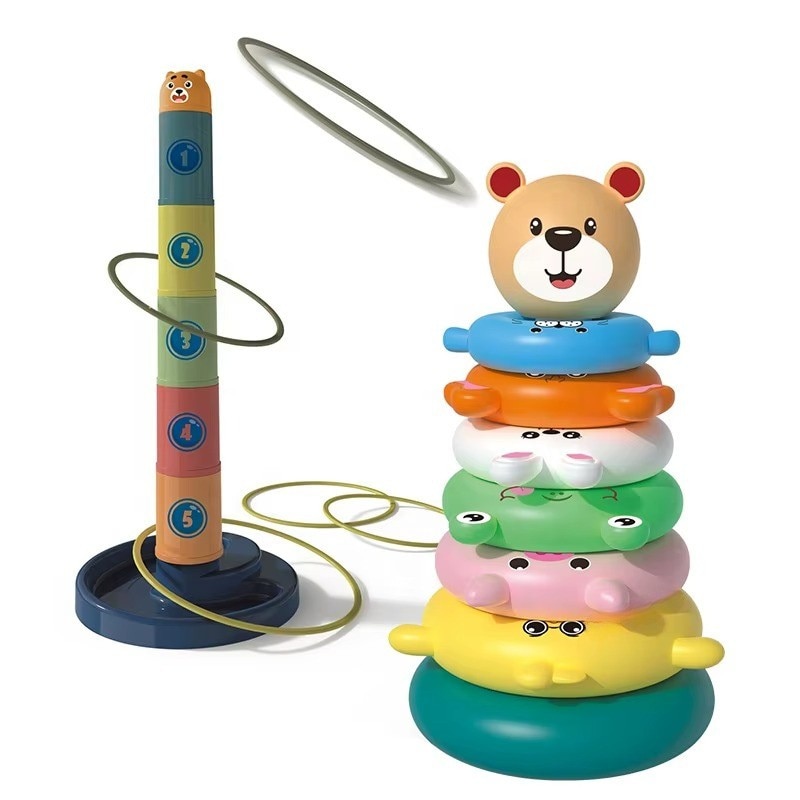 Set 2 Jucarii Interactive si Educative de Stivuire Turn Multicolor si ...