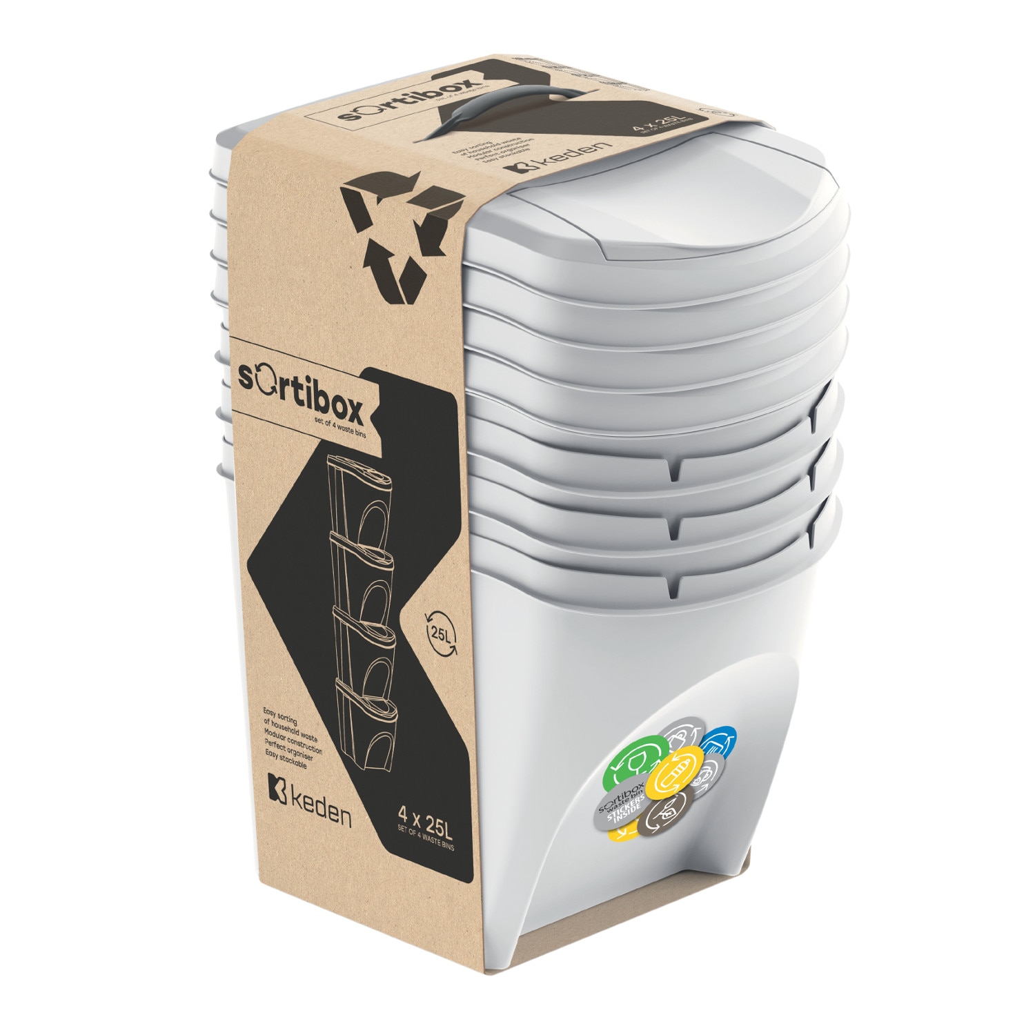 Set 4 cosuri colectare selectiva Prosperplast Sortibox, 39.2x29.3x33.5 ...