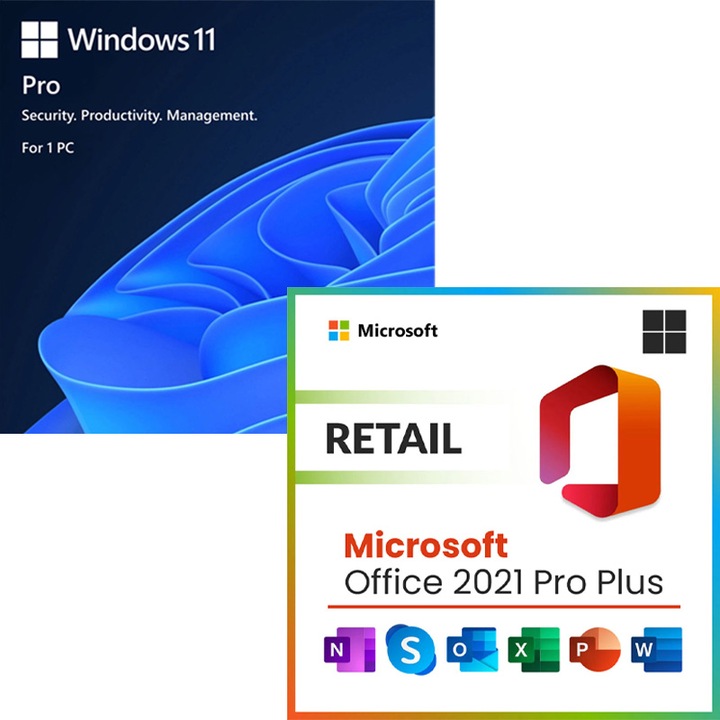 Microsoft Office 2021 Professional Plus + Microsoft Windows 11 Professional Retail лиценз - eMAG.bg