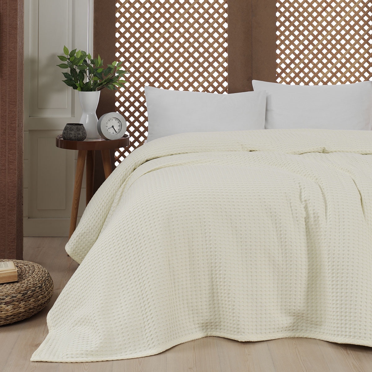 Cuvertura de pat Beauty Home, model Pike, 100% bumbac, 230x240cm, crem ...