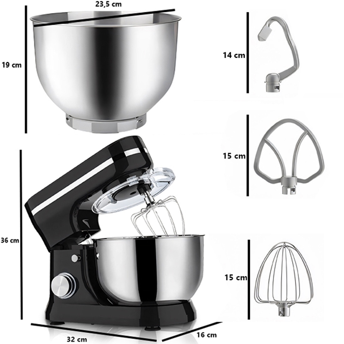 Robot de Bucatarie RETOO HomeSmart, 2000W, Bol din INOX 6L cu Capac ...