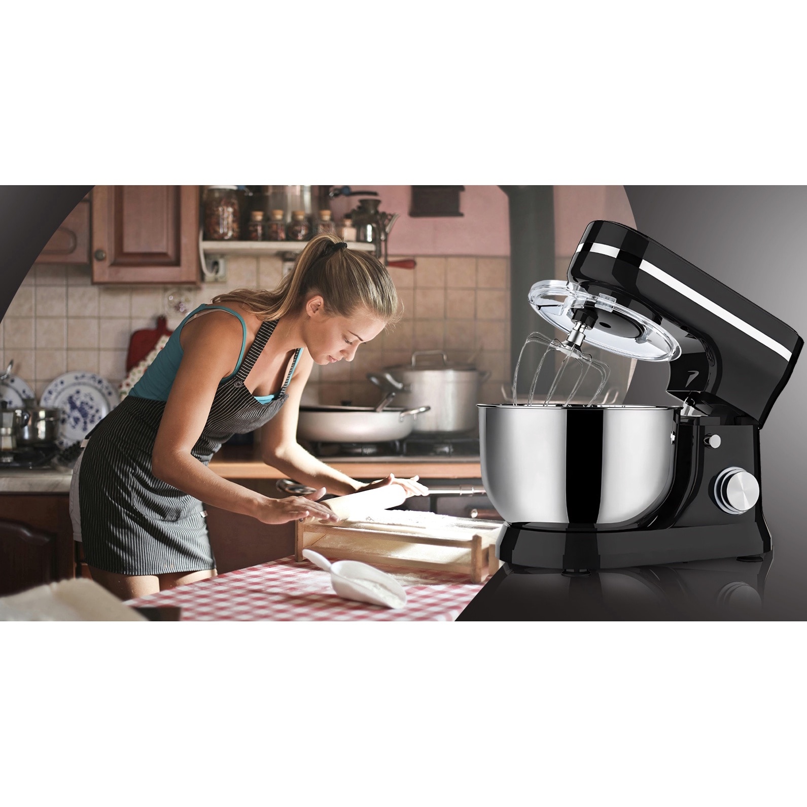 Robot de Bucatarie RETOO HomeSmart, 2000W, Bol din INOX 6L cu Capac ...