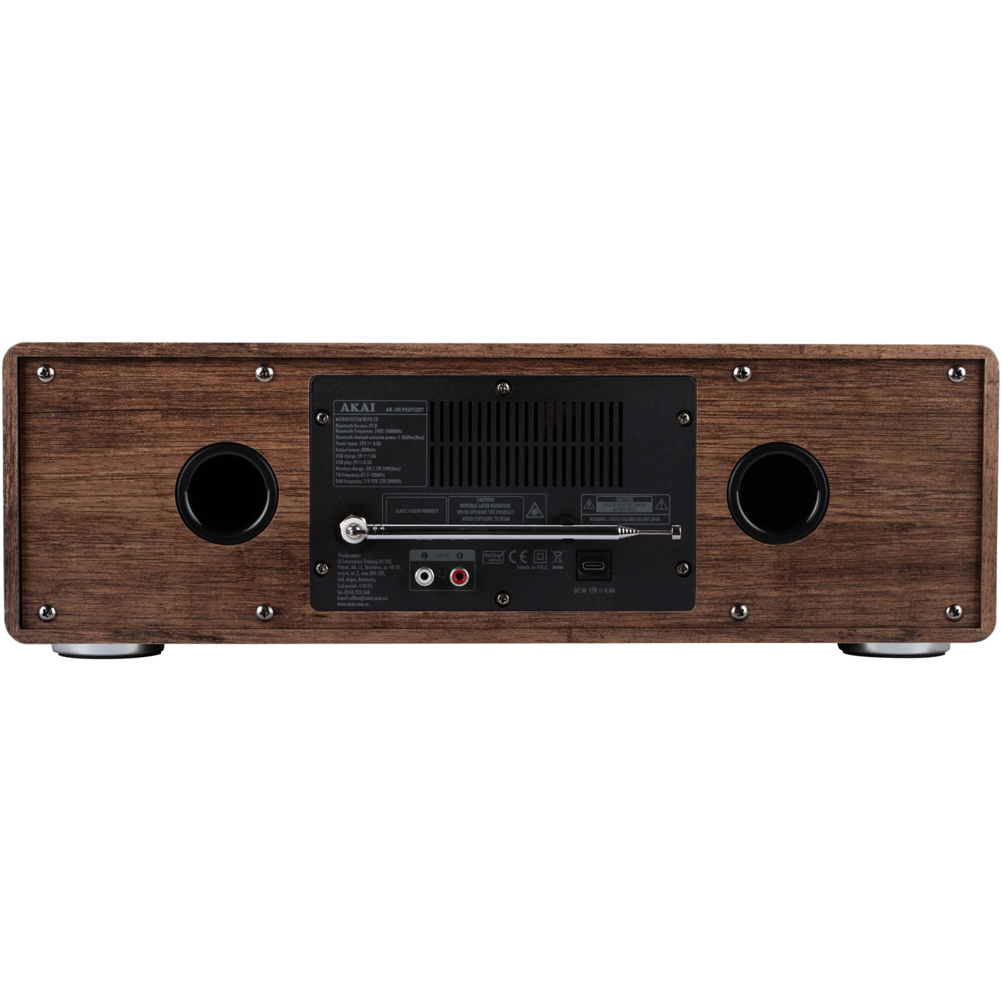 Microsistem audio AKAI AM-100 Rhapsody, 30W, Bluetooth, CD-Player ...