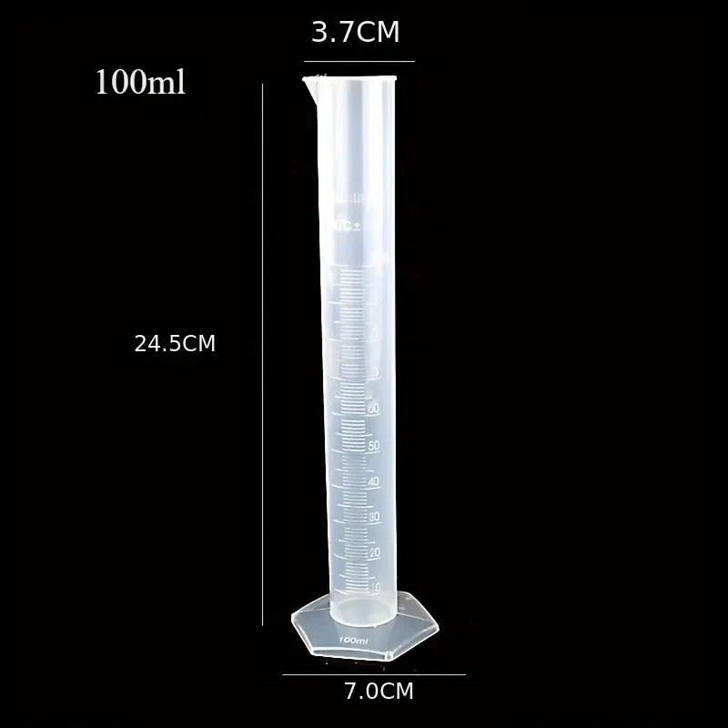 Cilindru plastic gradat 100ml 245x37 mm, baza 70 mm, rezistenta la ...