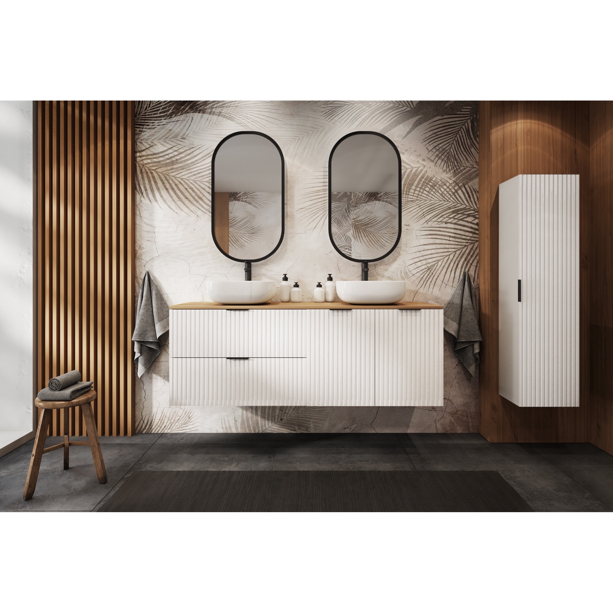 Dulap de baie RODAN, FLOW/MODERN 80, MDF, De sine statator, Soft close ...