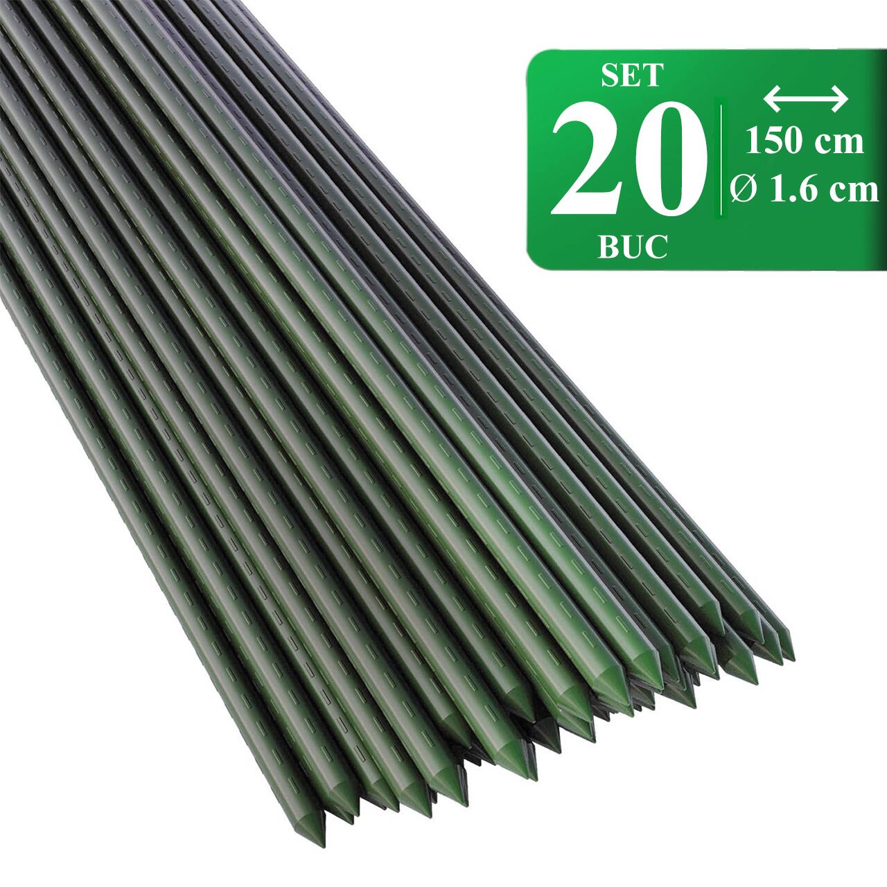 Set 20 araci/suport pentru rosii, castraveti, fasole, metal + PVC ...