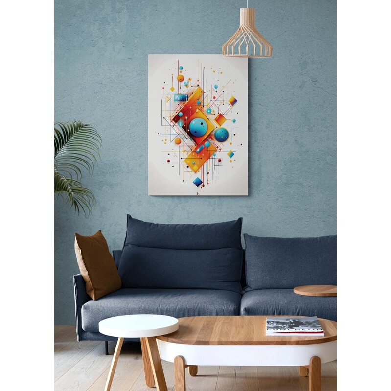 Tablou Canvas, Abstract, Forme Geometrice, Albastru Si Portocaliu ...