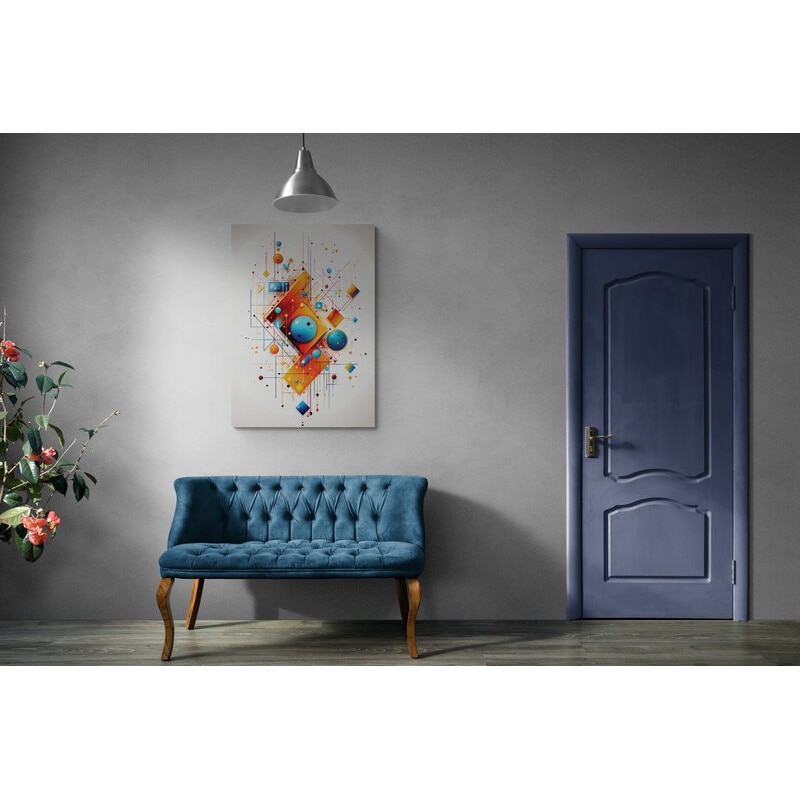 Tablou Canvas, Abstract, Forme Geometrice, Albastru Si Portocaliu ...