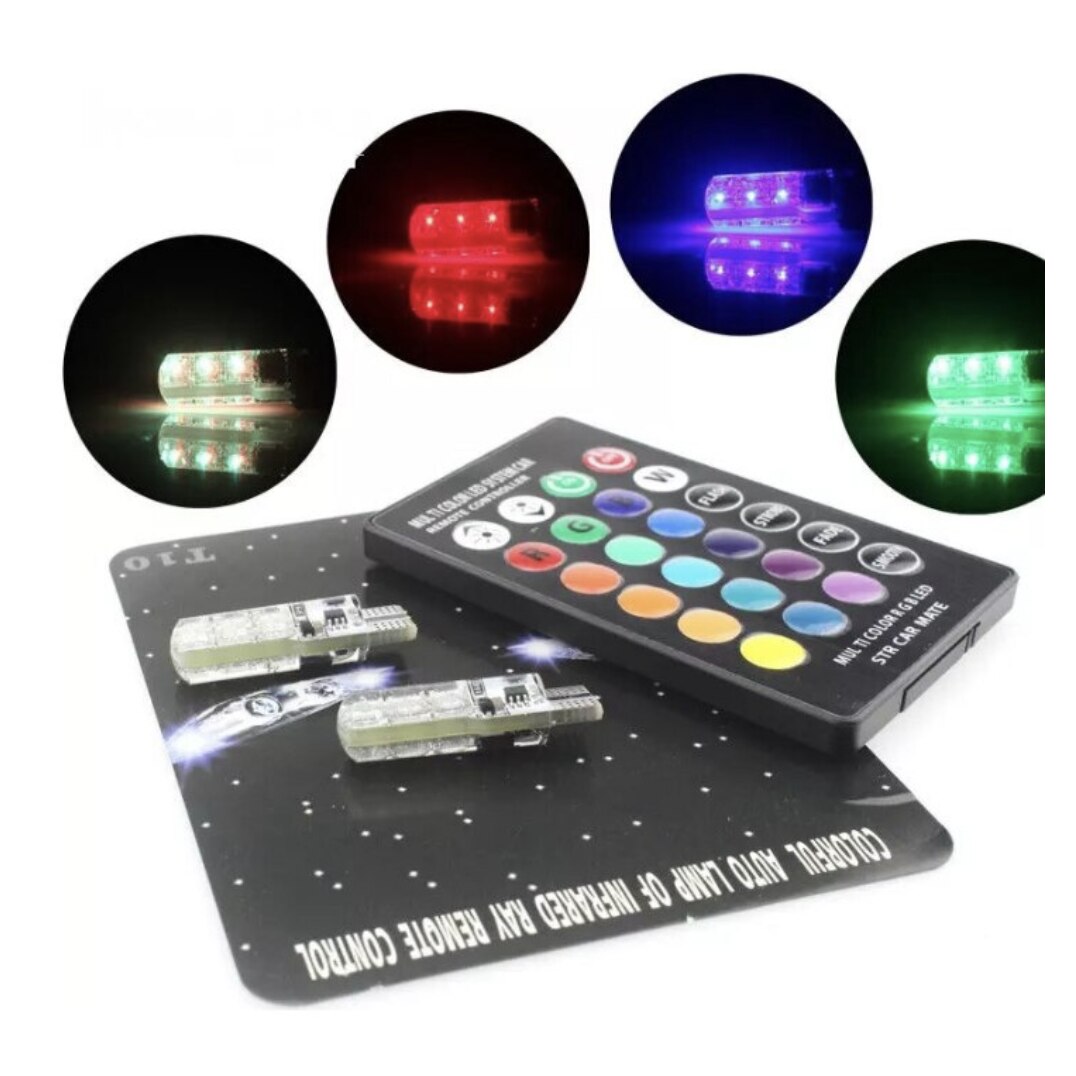 Set 2 becuri RGB auto cu telecomanda - eMAG.ro