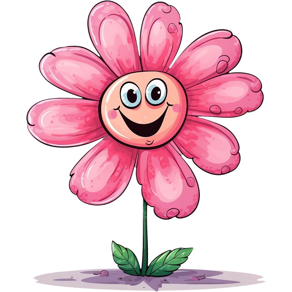 Sticker decorativ, Floare Draguta si Zambitoare, Roz, 12745ST-5 - eMAG.ro