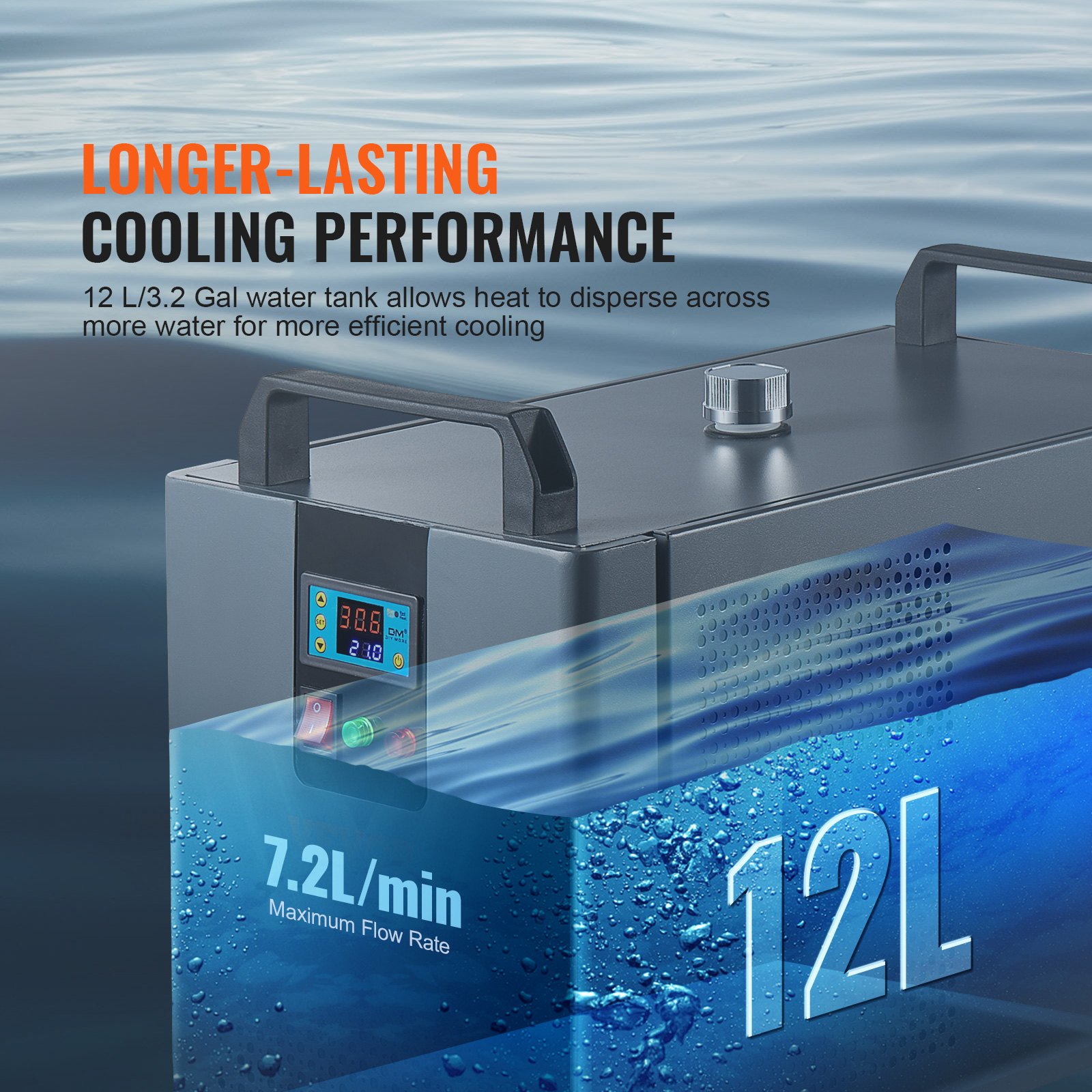 VEVOR KH-6000 kompresszoros hűtő vízhűtéshez, 12 literes tartály, 200 W ...