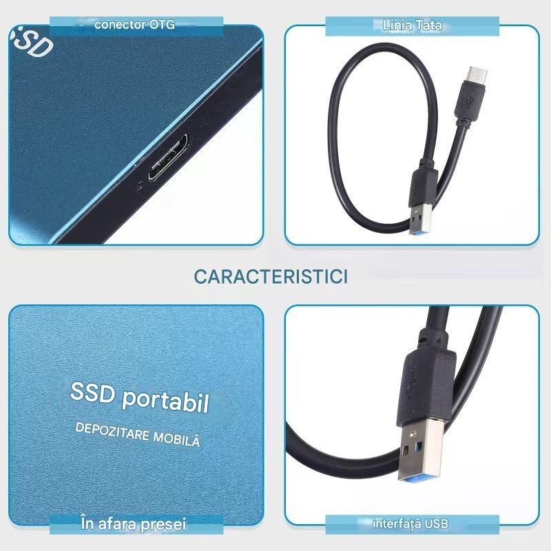 Hard disk extern SSD, Aluminiu, Portabil, USB 3.1, 8TB, Albastru - eMAG.ro