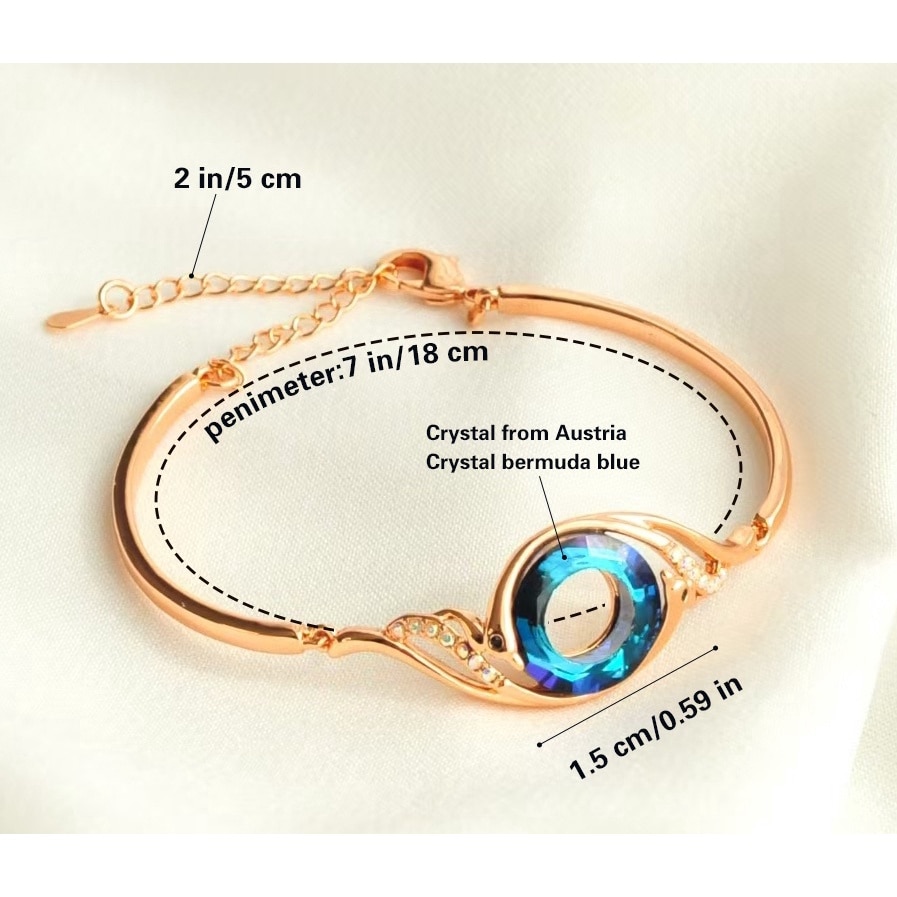 Bratara argint fete GSFRQWH™ lungime reglabila cristal albastru natural ...