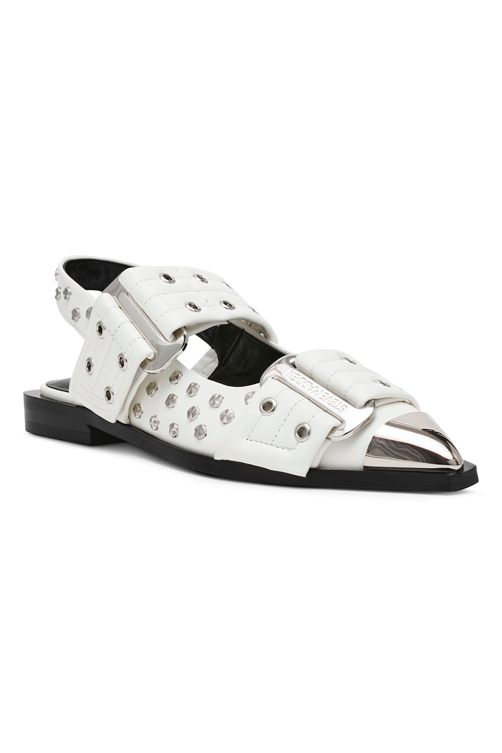Steve Madden, Balerini cu tinte, Alb optic, Argintiu, 39 - eMAG.ro