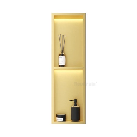 Nisa de dus incastrata cu LED 280X680X120 mm, auriu, raft baie, etajera ...