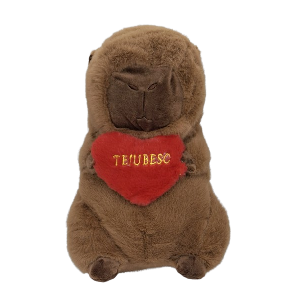 Jucarie de plus, Capibara inima te iubesc VICTINY® maro/rosu, 30 cm ...