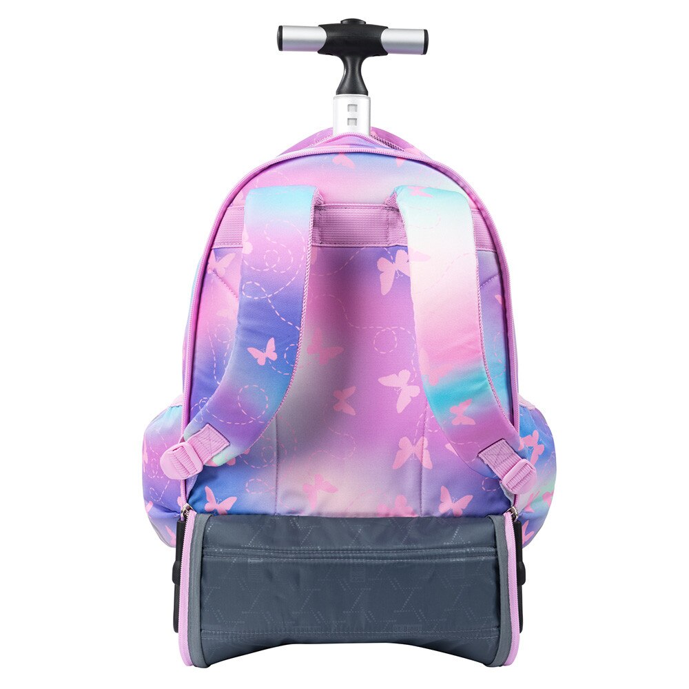 Ghiozdan Troler, St.Right, Roti Silicon, Impermeabil, Pink Butterflies ...