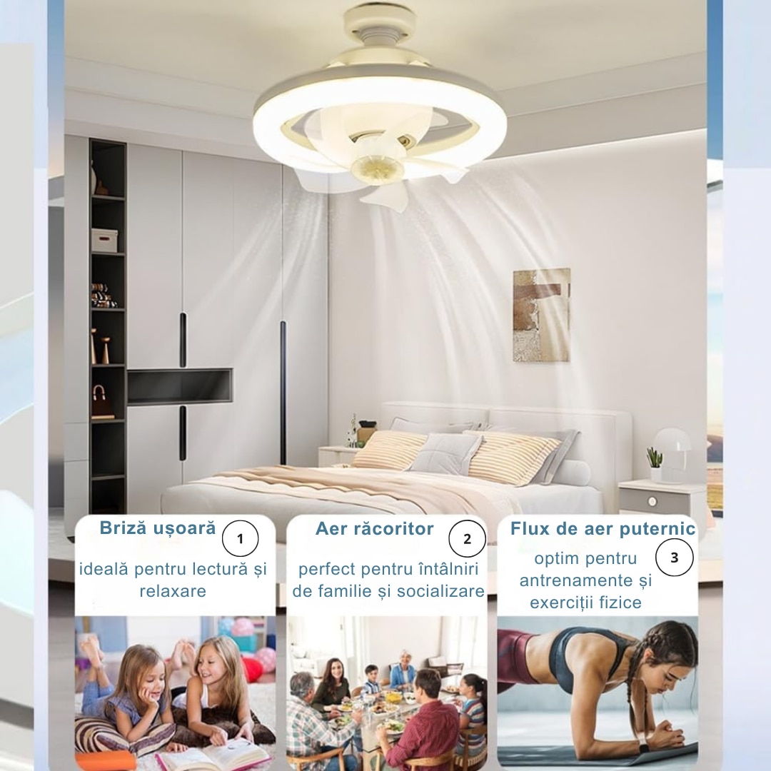 Ventilator de tavan, iluminare LED, lustra ventilator, iluminare ...