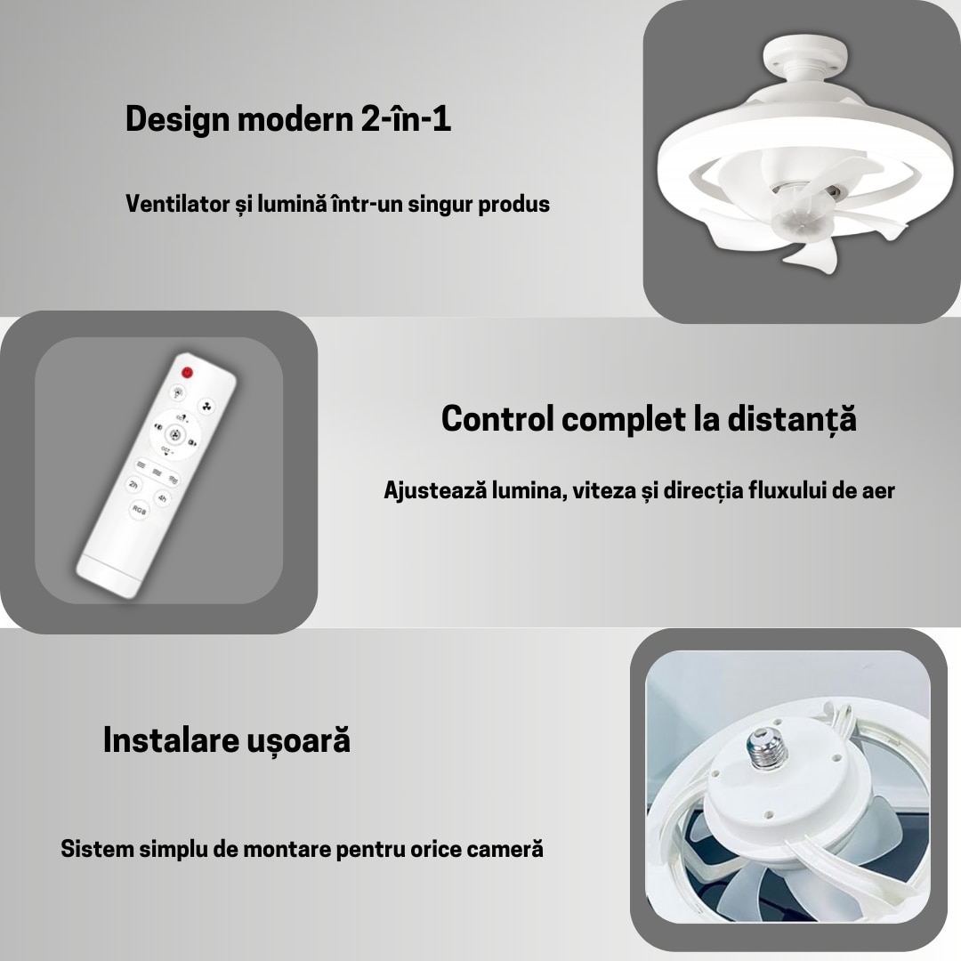 Ventilator de tavan, iluminare LED, lustra ventilator, iluminare ...