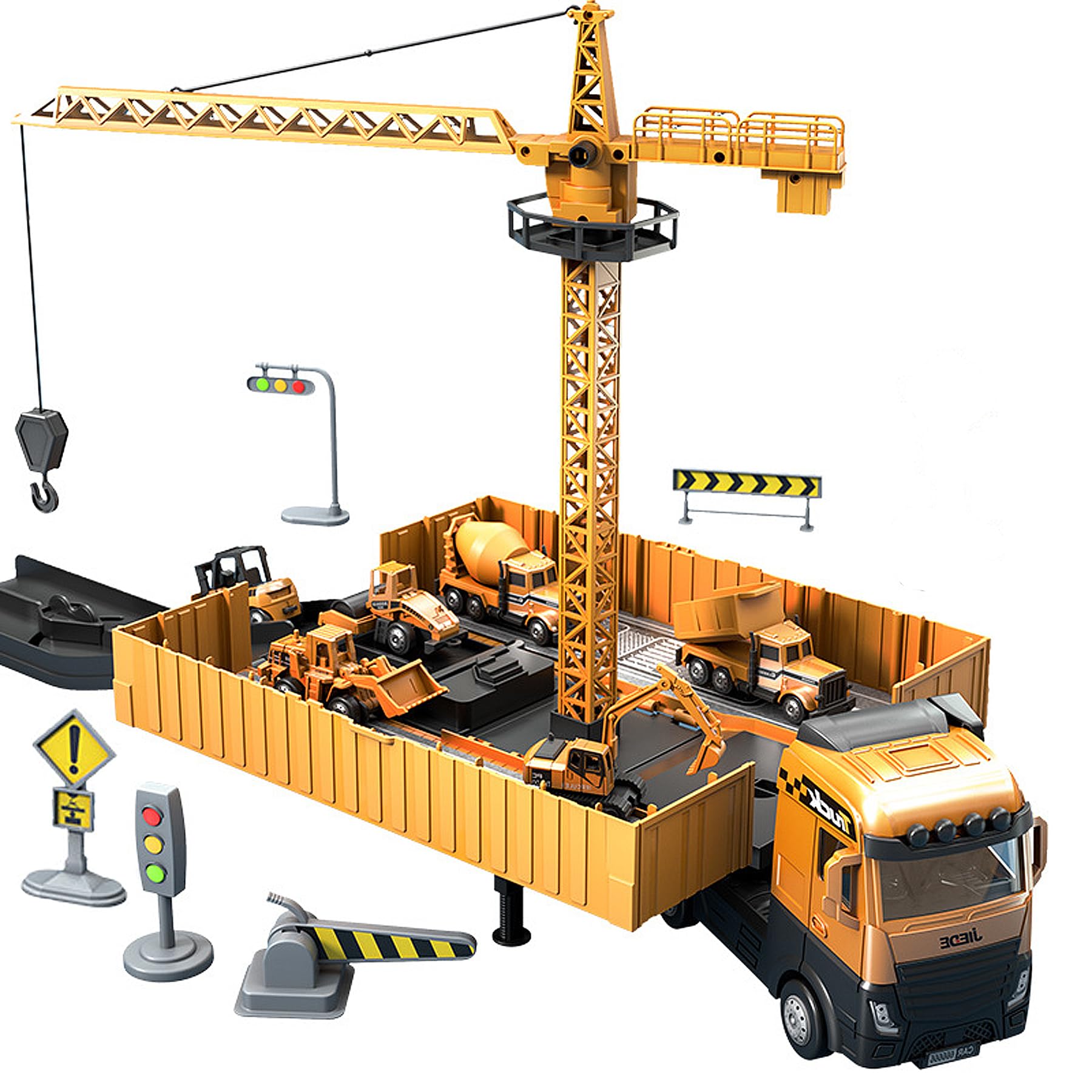 Set utilaje de constructie de jucarie HNSMART, camioane, excavator ...