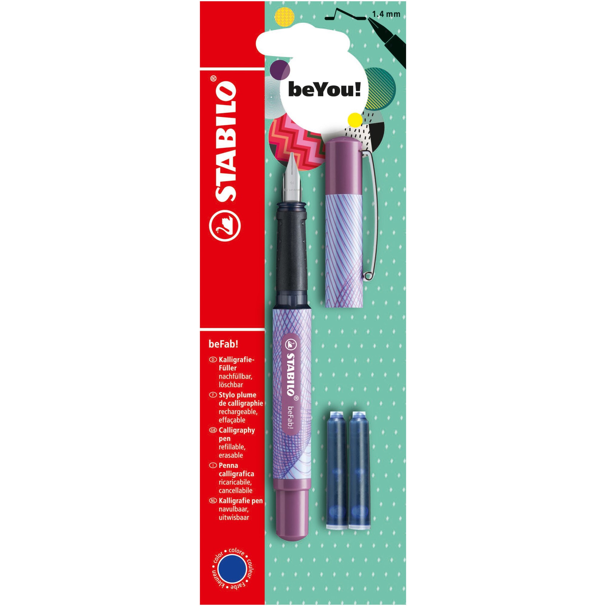 Писалка Stabilo beFab!, + 2 Резерви, Блистер, Синя - eMAG.bg