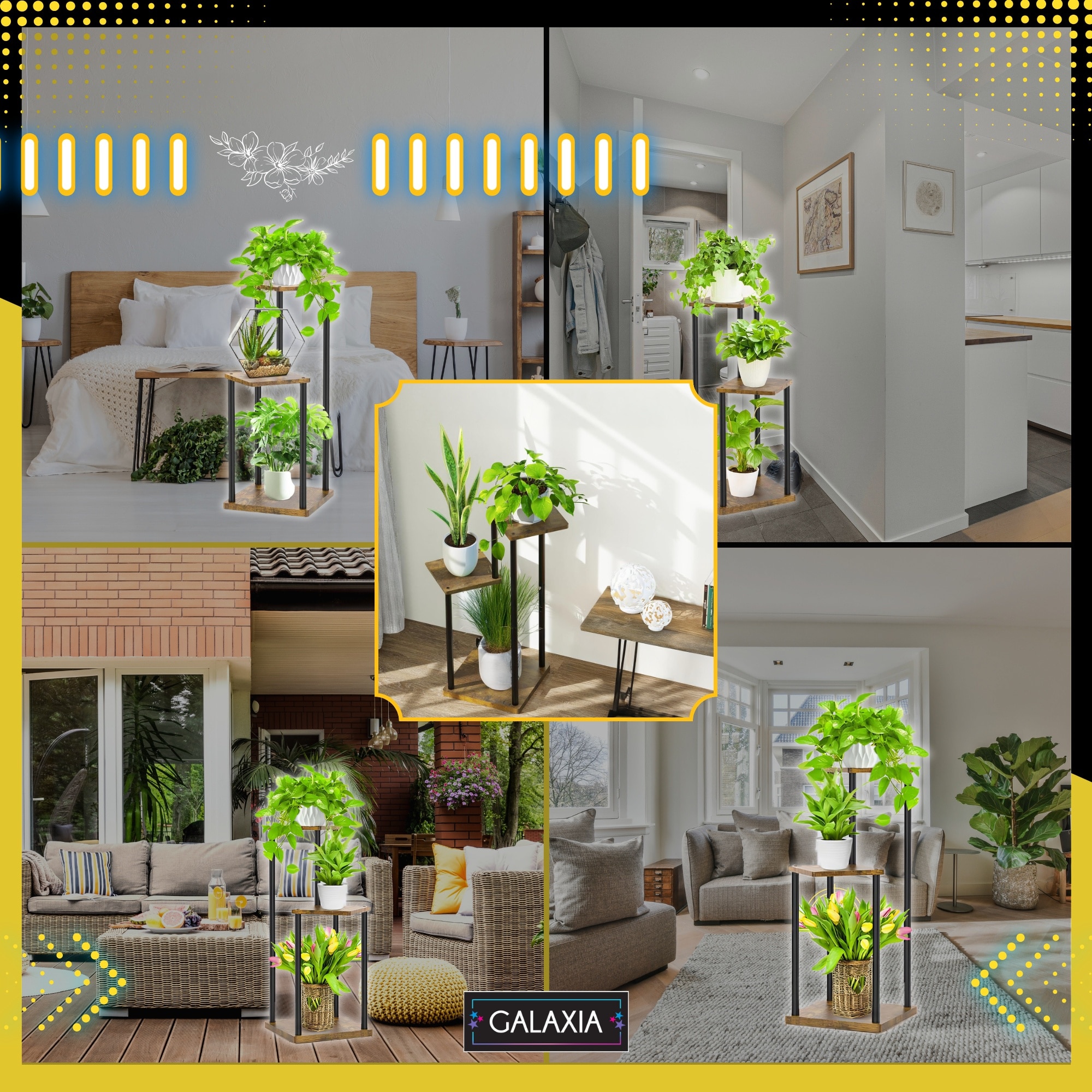 Suport pentru plante, Stand de flori GALAXIA®, 3 Niveluri, 78cm ...