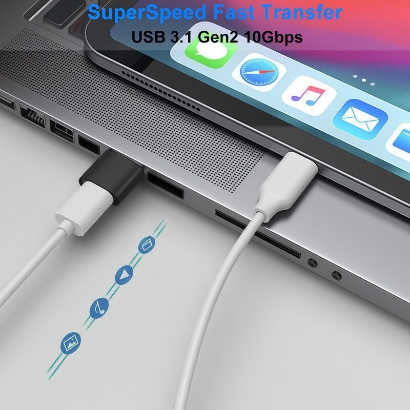 Adaptor USB la USB-C, carcasa din aliaj de aluminiu, incarcare rapida ...