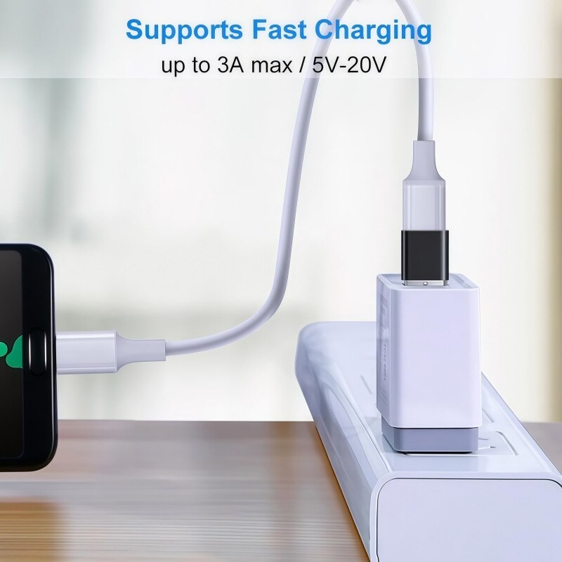Adaptor USB la USB-C, carcasa din aliaj de aluminiu, incarcare rapida ...