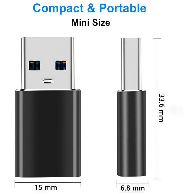 Adaptor USB la USB-C, carcasa din aliaj de aluminiu, incarcare rapida ...