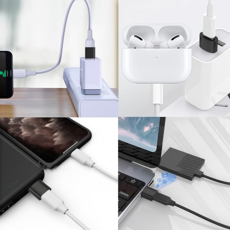 Adaptor USB la USB-C, carcasa din aliaj de aluminiu, incarcare rapida ...