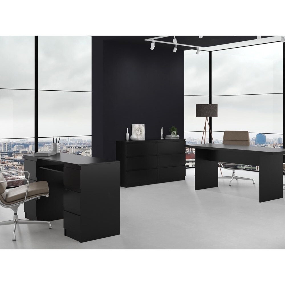 Comoda Malwa M6, 140cm, neagra, cu sertare - eMAG.ro