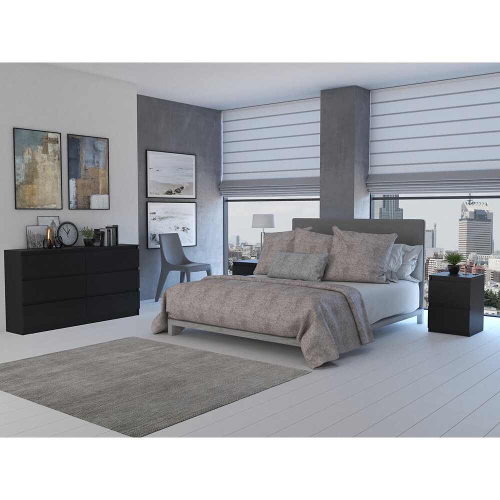 Comoda Malwa M6, 140cm, neagra, cu sertare - eMAG.ro