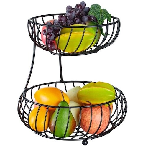 Fructiera metal 2 etaje rotunda, neagra - eMAG.ro