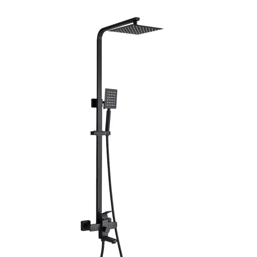 Set dus cu baterie, dus para fixa si mobila, Inox SUS304, Negru, K ...