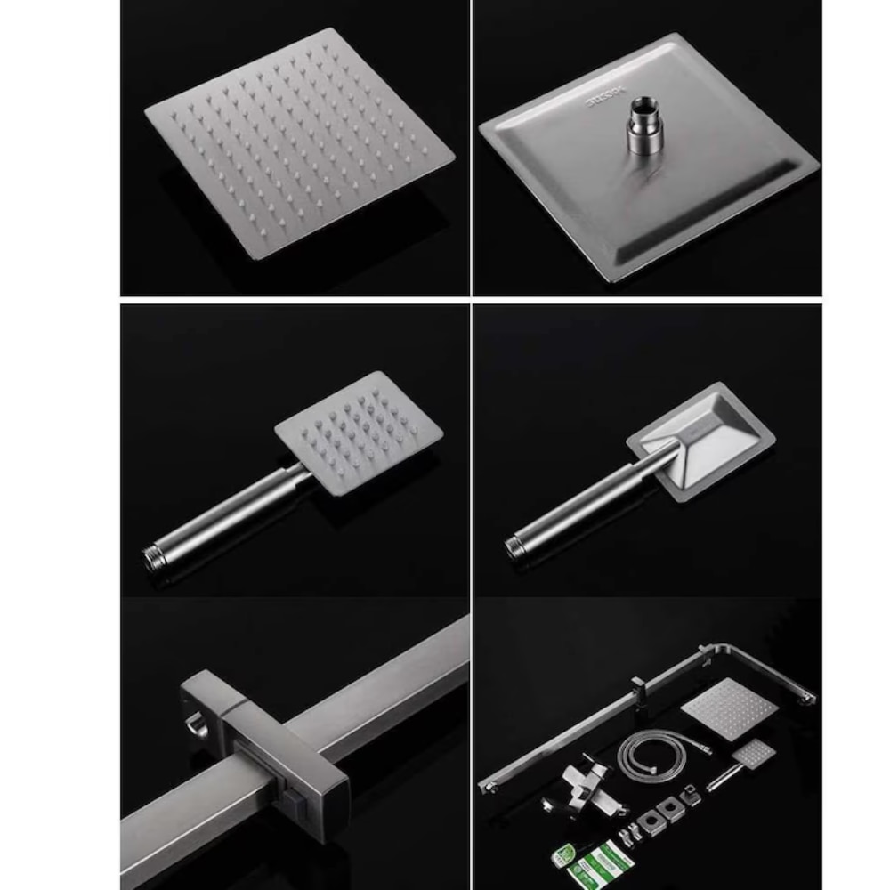 Set dus cu baterie, dus para fixa si mobila, Inox SUS304, Gri, K KORMAN ...