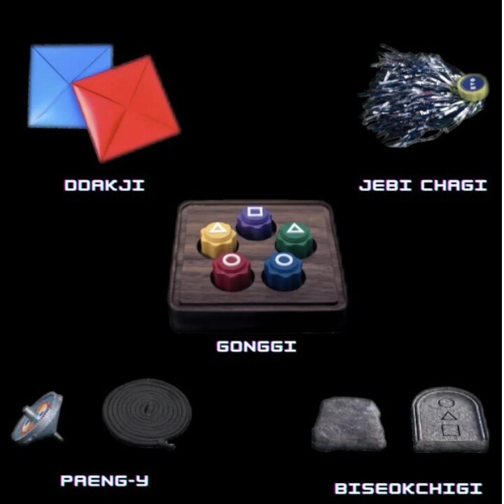 Set de 5 jocuri Coreene: Gonggi, Paeng-y, Ddakji, Biseokchigi, Jebi ...