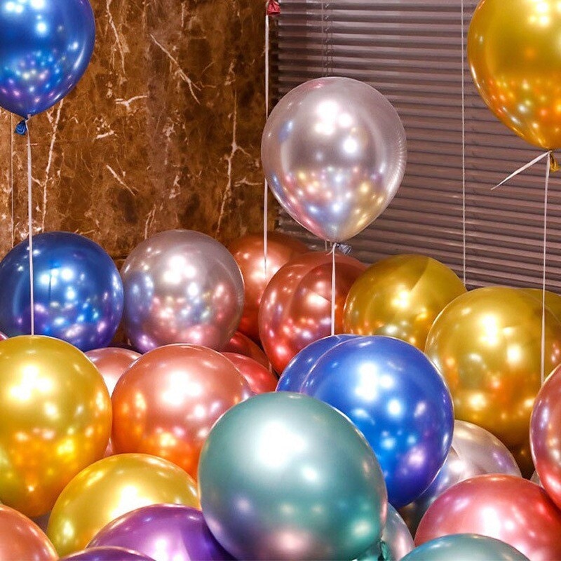 Set de 50 baloane metalice colorate, 10 inch, multicolor, pentru ...