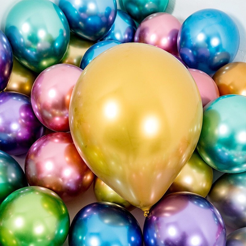 Set de 50 baloane metalice colorate, 10 inch, multicolor, pentru ...