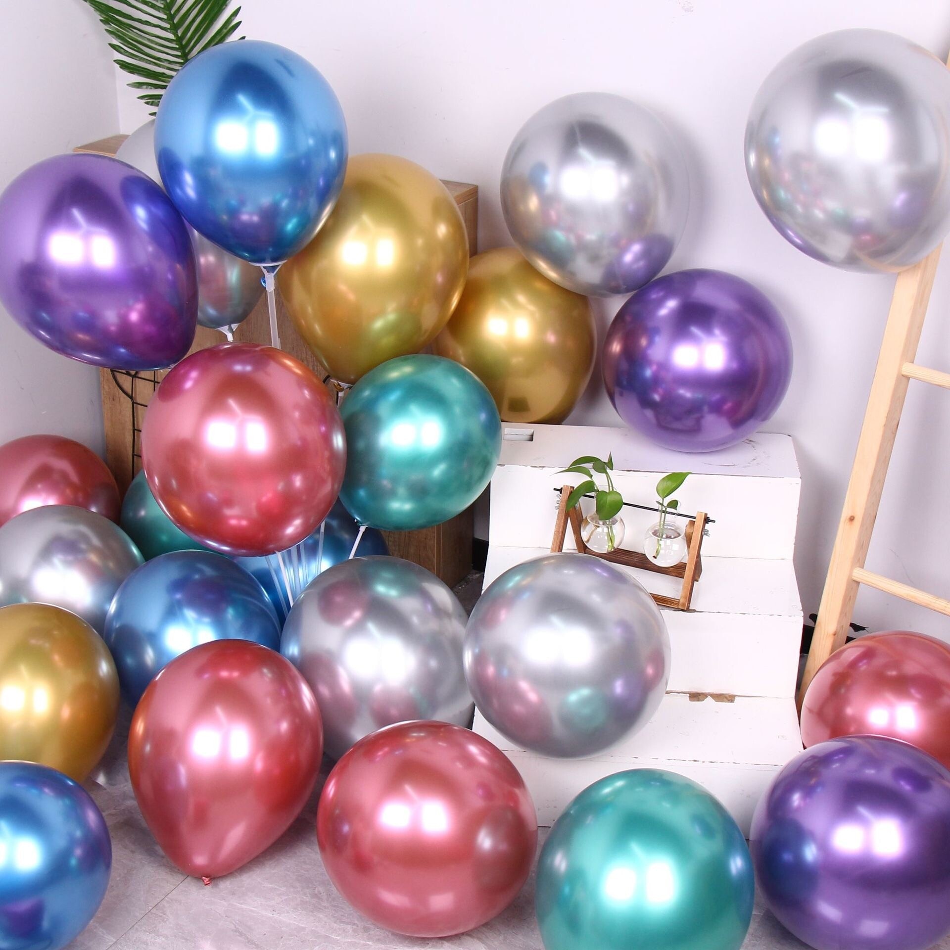 Set de 50 baloane metalice colorate, 10 inch, multicolor, pentru ...