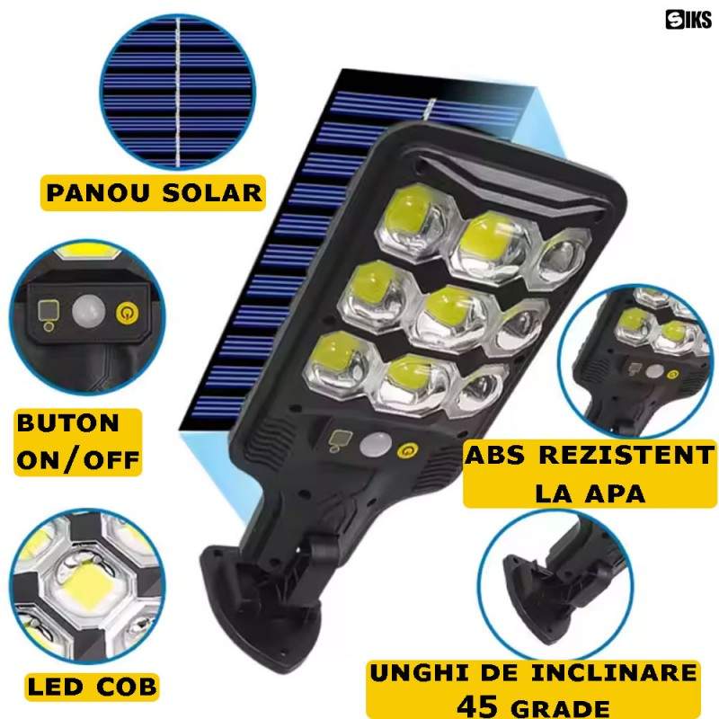 Lampa Solara De Exterior SIKS, Cu Panou Solar, 63 Led COB Cu ...