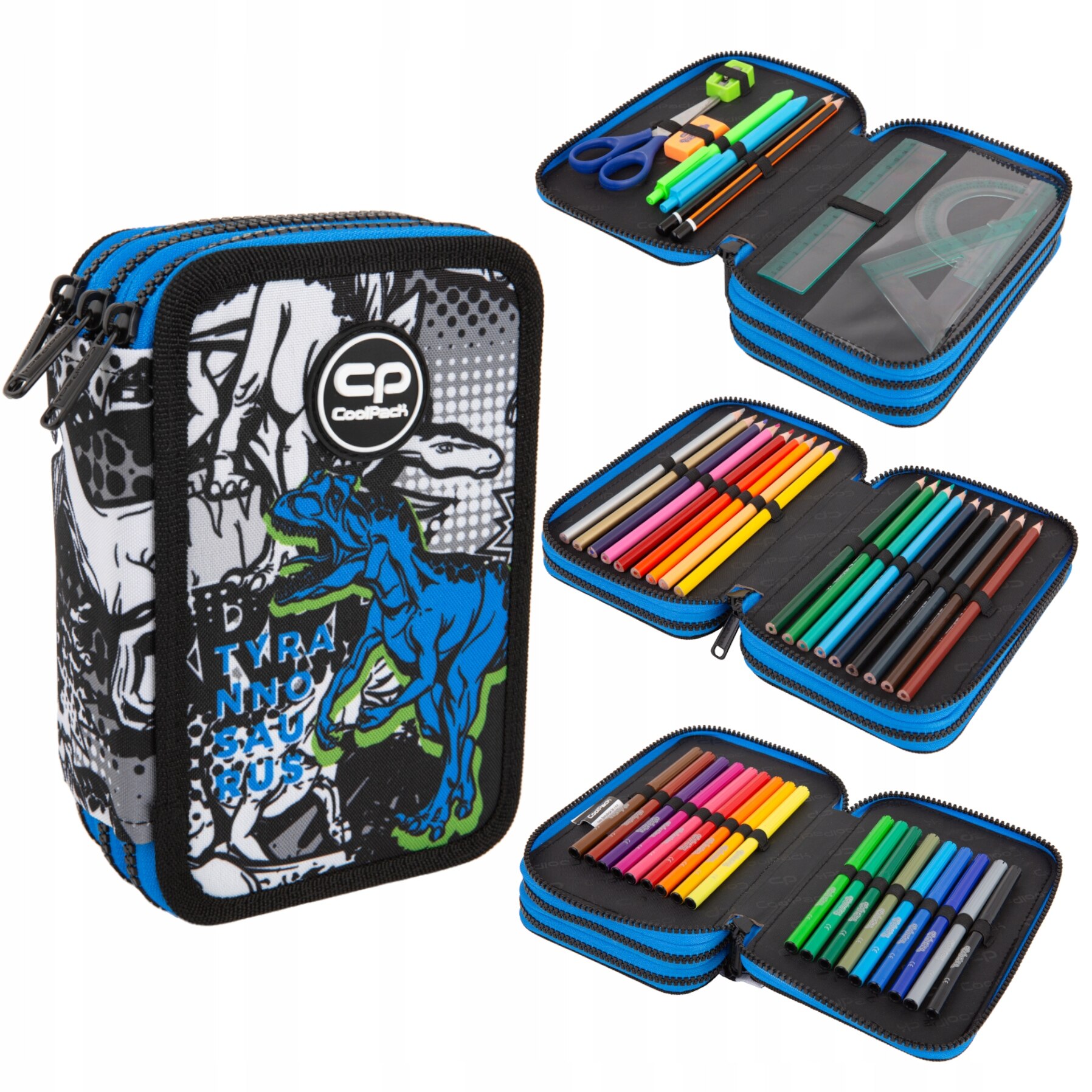 Ученически несесер с пособия Coolpack, Jumper 3, T-Rex, С три ципа ...