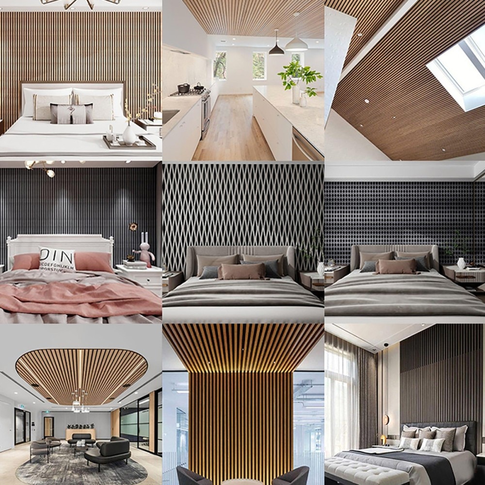 Set 6 Panouri riflaj acustic decorativ, MDF si pasla, Naimeed D7101 ...