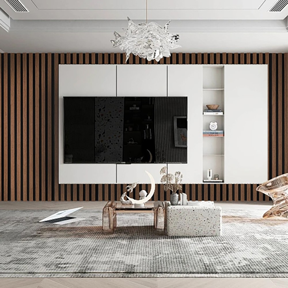 Set 6 Panouri riflaj acustic decorativ, MDF si pasla, Naimeed D7100 ...