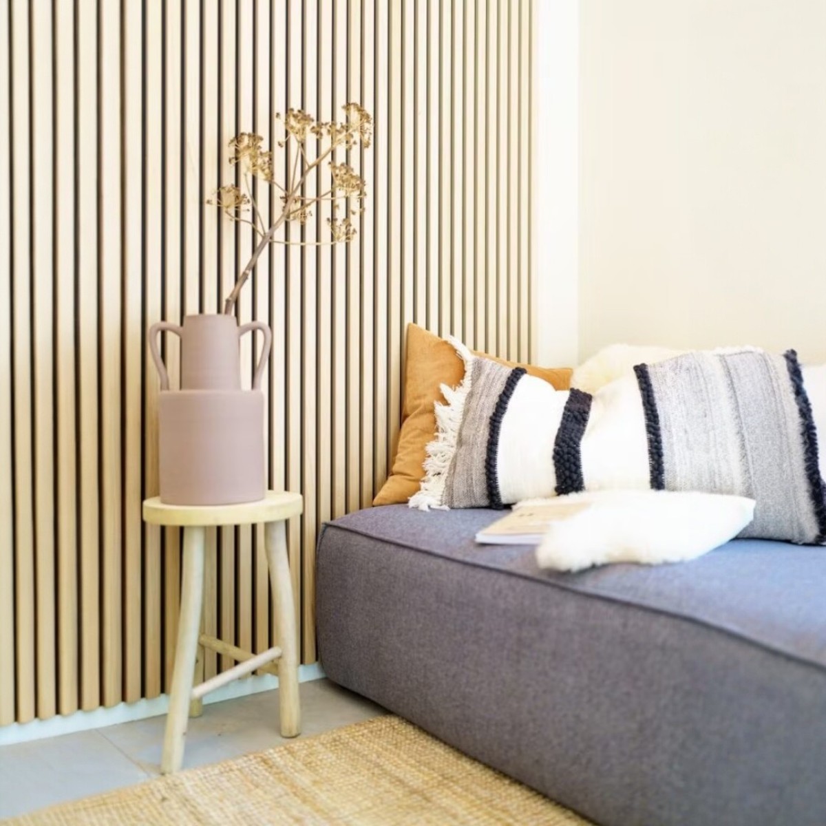 Set 6 Panouri riflaj acustic decorativ, MDF si pasla, Naimeed D7102 ...