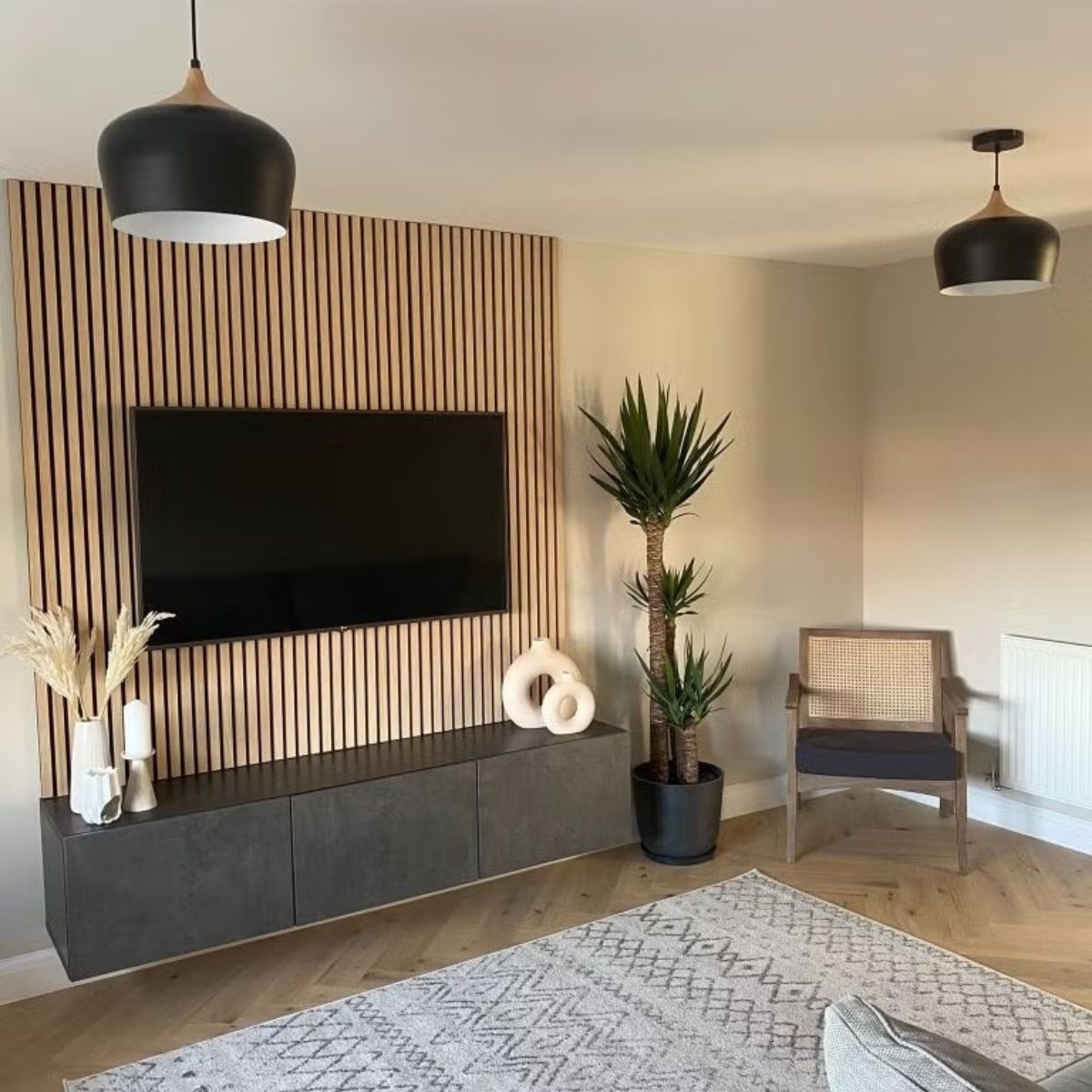 Set 6 Panouri riflaj acustic decorativ, MDF si pasla, Naimeed D7102 ...