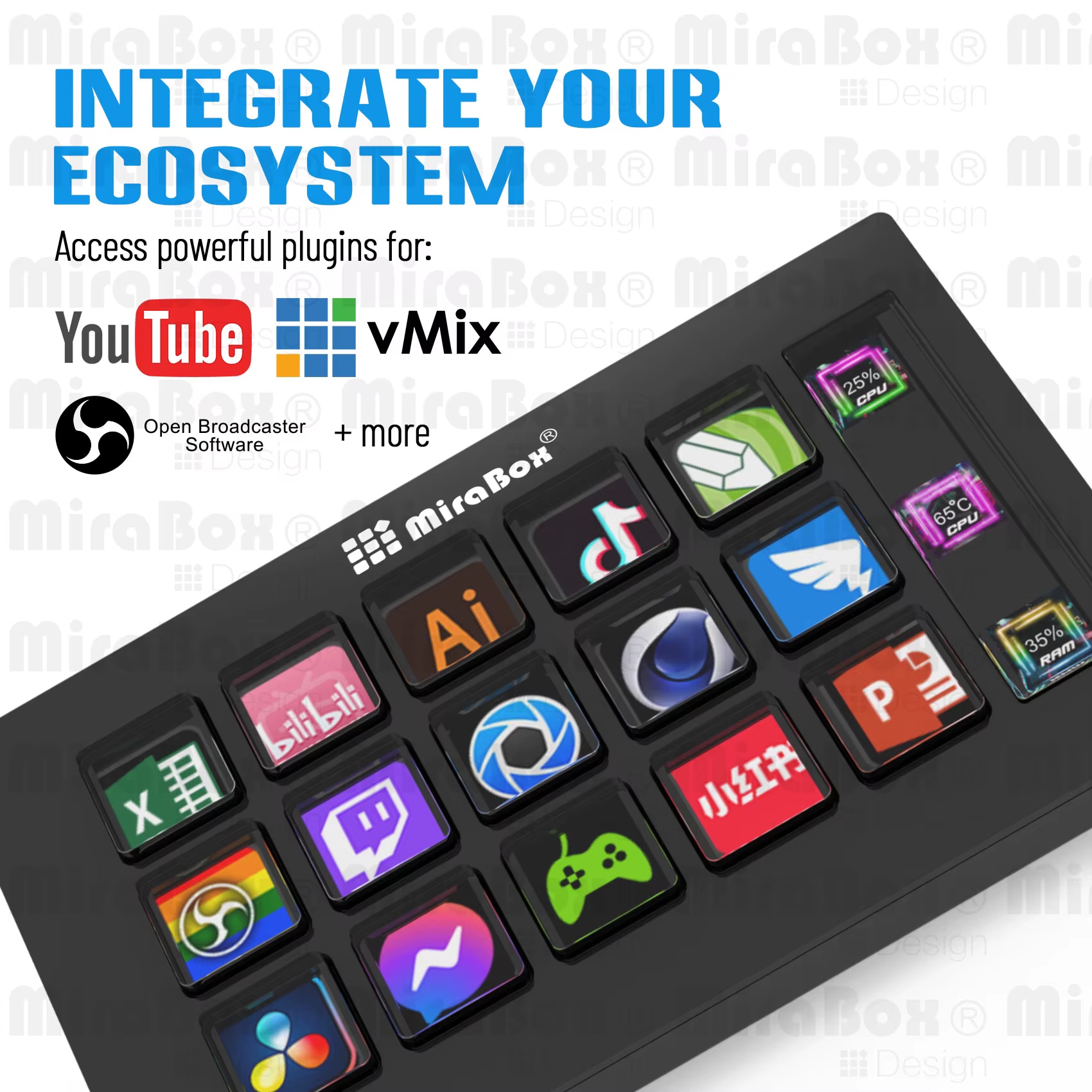 Stream Deck pentru PC cu 15 Taste LCD Programabile + Ecran Suplimentar ...