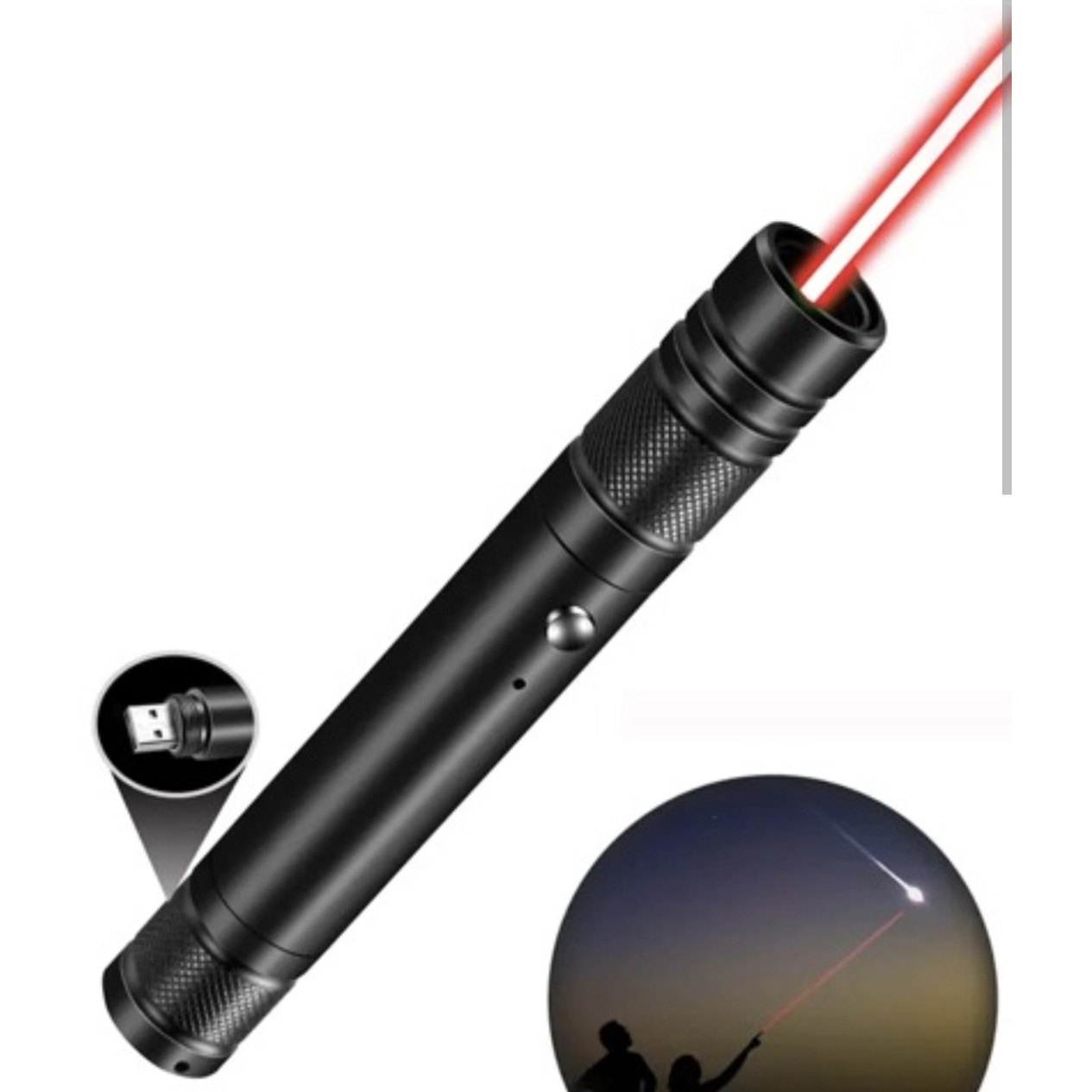 Laser Pointer Rosu Puternic, Tnagora®, Incarcare USB, Metal, 10000 mW ...