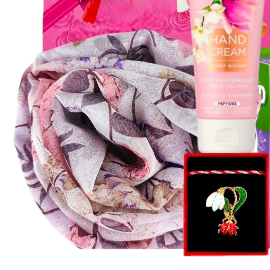 Set Cadou 8 Martie, Martisor – CADOURI RAFINATE®, Esarfa Voal Floral ...
